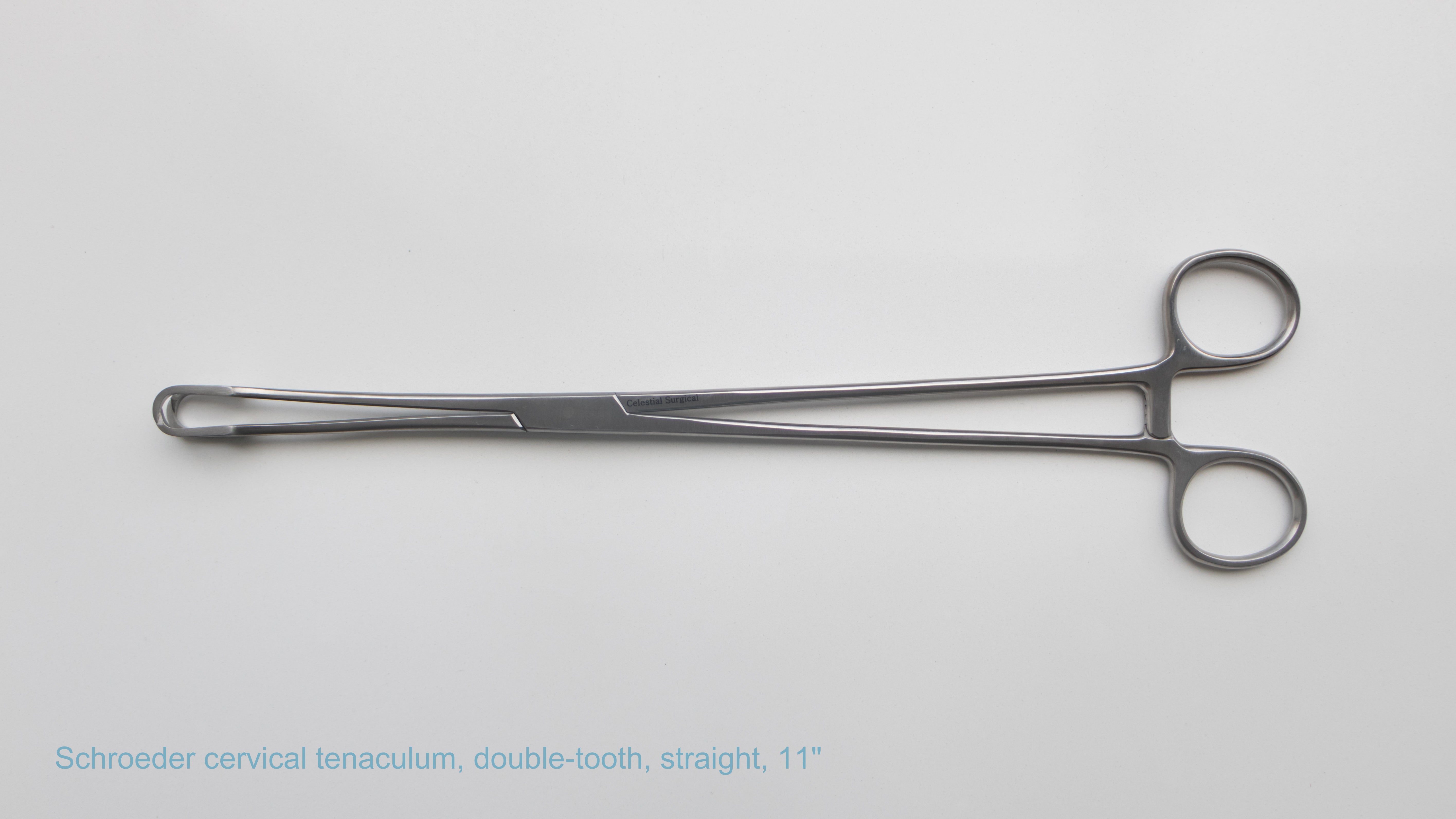 Schroeder cervical tenaculum, double-tooth, straight – Celestial Surgical